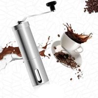 China Stainless Steel Manual Coffee Grinder Brushed Adjustable Burr Mill 304 for sale