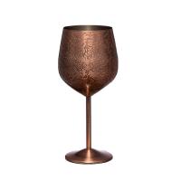 China Etched Stainless Steel Wine Glass 17oz Copper Plated Royal Style Goblet for sale