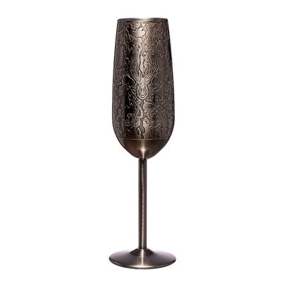 China 200ml Stainless Steel Champagne Glass Black Wine Glass for Bar Use 18/8 for sale