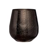 China SS304 Black Stag Style Stemless Wine Glass 7.5x10.2cm Double Wall Insulated for sale