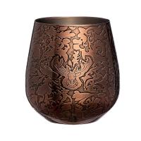 China Stainless Steel Stemless Wine Glass 7.5x10.2cm Copper Stag Design Egg Shape for sale