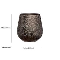 China SS304 Stainless Steel Wine Glass Egg Shape Etched Stag Design 7.5x10.2cm Silver for sale