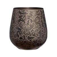 China SS304 Stainless Steel Wine Glass Egg Shape Etched Stag Design 7.5x10.2cm Silver for sale