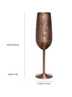 China 18/8 Stainless Steel Champagne Glass 200ml Etch Copper Plated Champagne Cup for sale
