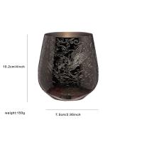China Etched Fairy Castle Design Stainless Steel Stemless Wine Glass 7.5x10.2cm Black for sale