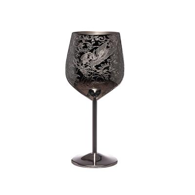 China 18oz Unbreakable Stainless Steel Stemmed Wine Glass Shatterproof Metal Goblet 7.3x21.6cm for sale