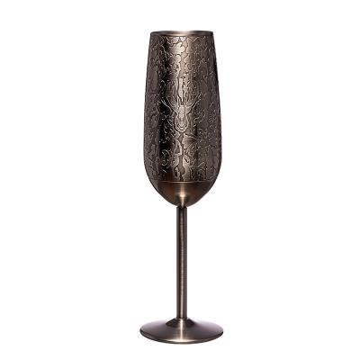 China Food Grade Stainless Steel Wine Glass 200ml Unbreakable Champagne Flutes Wedding Party for sale