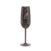 China Stainless Steel Champagne Flutes 200ml Black Plated Etched Wine Glasses for Party for sale