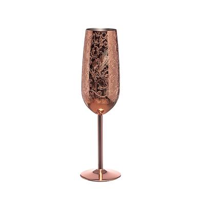 China Etched Stainless Steel Champagne Flutes 200ml Durable Copper Champagne Glasses for Parties for sale