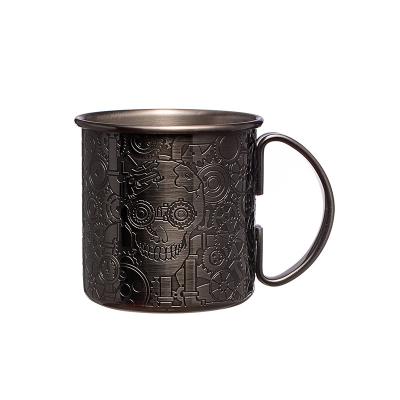 China Etched Stainless Steel 304 Mule Mug 12oz Black Travel Camping Wine Cup for sale