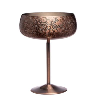 China Stainless Steel Martini Wine Glass 14oz Brushed Copper for Cocktails Home Restaurant for sale