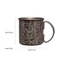China 18/8 Stainless Steel Wine Mug 400ml Baroque Etched Shock Mule Cup Business Gift for sale