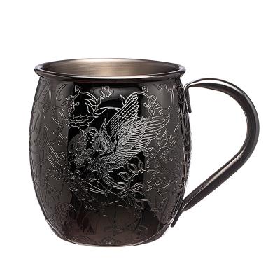 China 18oz Food Grade SS304 Stainless Steel Mule Mugs Gunmetal Black Cocktail Drinking Mugs for sale