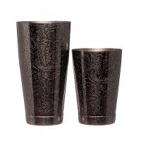 China Stainless Steel 304 Black Plated Etching Boston Cocktail Shaker 750ml Bar Tool for sale