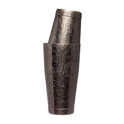 China Food Grade Black Stainless Steel Boston Cocktail Shaker 750ml Custom Bar Party for sale