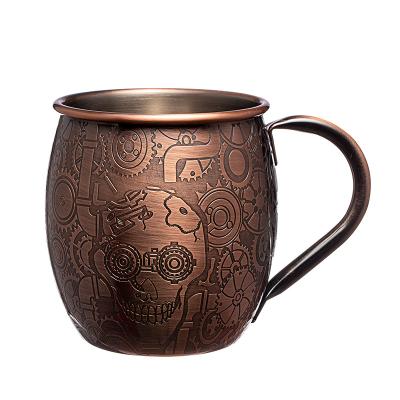 China 18 oz Hammered Stainless Steel Copper Mule Mug 304 Food Grade Corrosion Resistant for sale