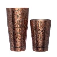 China Stainless Steel 304 Etched Boston Shaker Copper Plated 750ml Bar Cocktail Shaker for sale