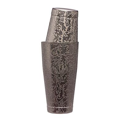 China Stainless Steel Boston Cocktail Shaker Set 750ml Baroque Bartending Tool for sale