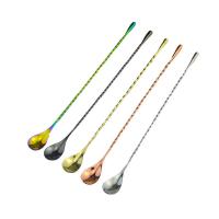 China Stainless Steel Bar Spoon 30cm Long Cocktail Mixing Spoon with Spiral Pattern for sale