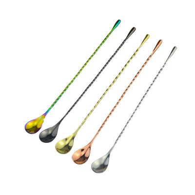 China Stainless Steel Bar Spoon 30cm Long Cocktail Mixing Spoon with Spiral Pattern for sale