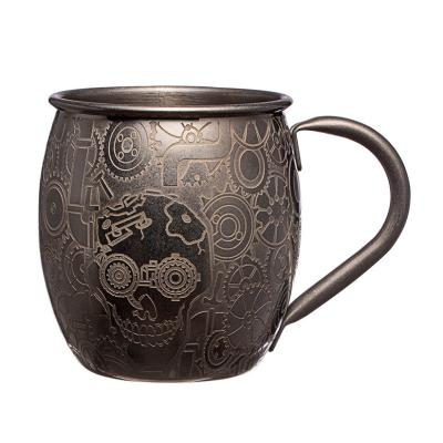 China 18oz Food Grade SS18/8 Stainless Steel Hammered Moscow Mule Mug Silver for sale