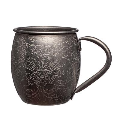China 18oz Stainless Steel Moscow Mule Mug 550ml Hammered Cup for Cold Drinks for sale