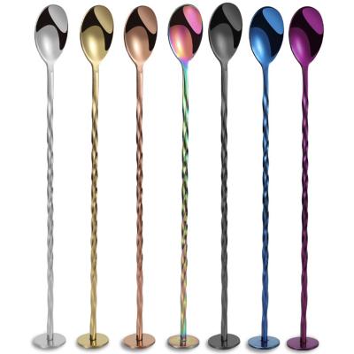 China Stainless Steel 304 Bar Cocktail Stirring Spoon 12 Inch Long Handle for Bartender for sale