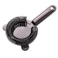 China Stainless Steel Hawthorne Strainer Cyberpunk Design 16x9.8cm Black Finish Cocktail Bar Strainer for sale