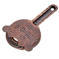 China Stainless Steel Cocktail Strainer 16x9.8cm Vintage Copper Hawthorne Julep Fine Mesh Bar Tool for sale
