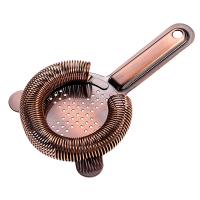 China Stainless Steel Cocktail Strainer 16x9.8cm Vintage Copper Hawthorne Julep Fine Mesh Bar Tool for sale