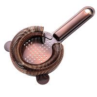 China Stainless Steel 304 Cocktail Strainer Copper Plating Stag Pattern 16x9.8cm Bar Tool for sale