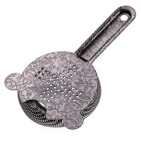China 18/8 Stainless Steel Cocktail Strainer 16cm Black Plated Fairy Castle Design Bar Tool for sale