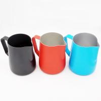 China Stainless Steel Milk Frothing Pitcher 600ml BSCI Certified OEM Custom Color for Coffee Shop for sale