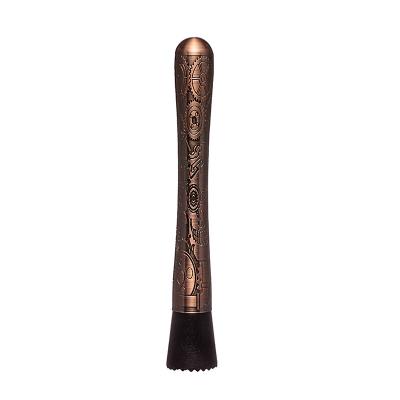 China 8 Inch Copper Plated Stainless Steel Cocktail Muddler Steampunk Pattern Bar Tool for sale