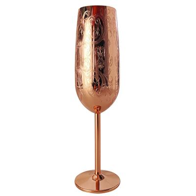 China Etched Stainless Steel Champagne Flutes 200ML for Wedding and Events for sale