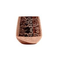 China Stemless Stainless Steel Etching Wine Glasses 18 Oz Copper Plated Wine Cup for sale