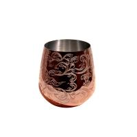 China Stemless Stainless Steel Etching Wine Glasses 18 Oz Copper Plated Wine Cup for sale