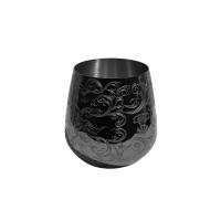 China 18 oz Etched Stainless Steel Wine Tumbler Black Food Grade Insulated Cup for sale
