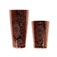 China 304 Stainless Steel Boston Cocktail Shaker 750ml Bartender Tools Etched Pattern Copper for sale