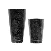 China Black Plated Stainless Steel Boston Cocktail Shaker 18OZ Etched Design for sale