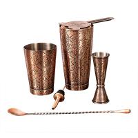 China SS304 Brushed Copper Cocktail Shaker Set 28oz 18oz Boston Shaker Bar Kit for sale