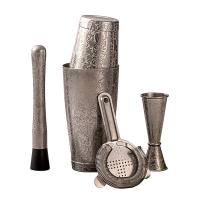 China 5 Piece Stainless Steel Cocktail Shaker Set 28oz 18oz Professional Mixology Bar Tools for sale