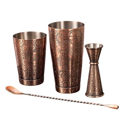 China SS304 Stainless Steel 28oz 18oz Boston Cocktail Shaker Set Bartending Kit for sale