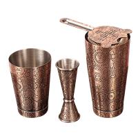 China Stainless Steel Cocktail Shaker Set 28oz 18oz Antique Copper Boston Shaker Bartender Kit for sale