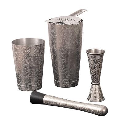 China 5 Piece Stainless Steel Cocktail Boston Shaker Set 28/18oz Bar Tool Kit for sale