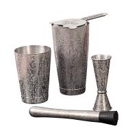 China 5 Piece Cocktail Shaker Set Stainless Steel 28oz 18oz Boston Shaker Bar Tools for sale