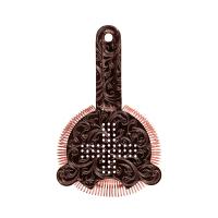 China Stainless Steel Cocktail Bar Strainer Etching Design Copper Plated for sale
