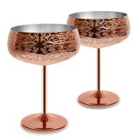 China Stainless Steel Wine Goblet 14oz Unbreakable Metal Wine Glass Baroque Style for sale