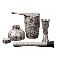 China Stainless Steel 4 Piece Cocktail Shaker Set 500ml Bar Mixology Kit Silver for sale