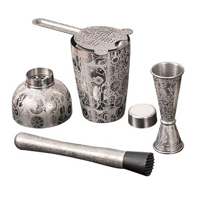 China Professional Stainless Steel Cocktail Shaker Set 17 oz 500ml Steampunk Style Bar Tools for sale